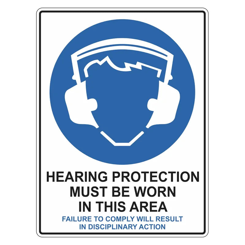 Mandatory Sign - Hearing Protection Must Be Worn In This Area Discipli ...