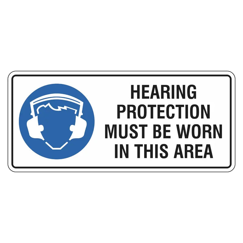 Mandatory Sign - Hearing Protection Must Be Worn In This Area - Landsc ...